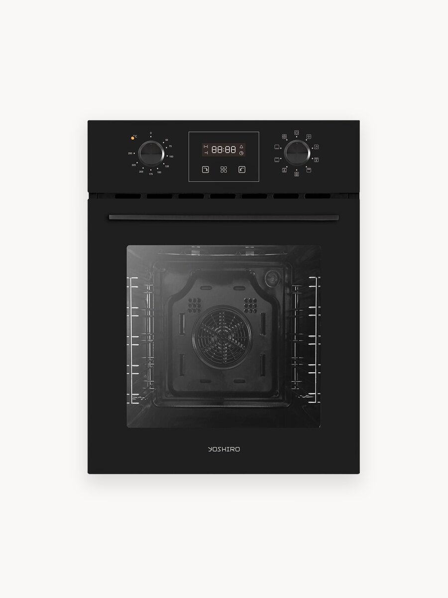 Встраиваемый духовой шкаф YOSHIRO YBO-M45F89, телескопический направляющие, 50 л, электрический, гриль, черный