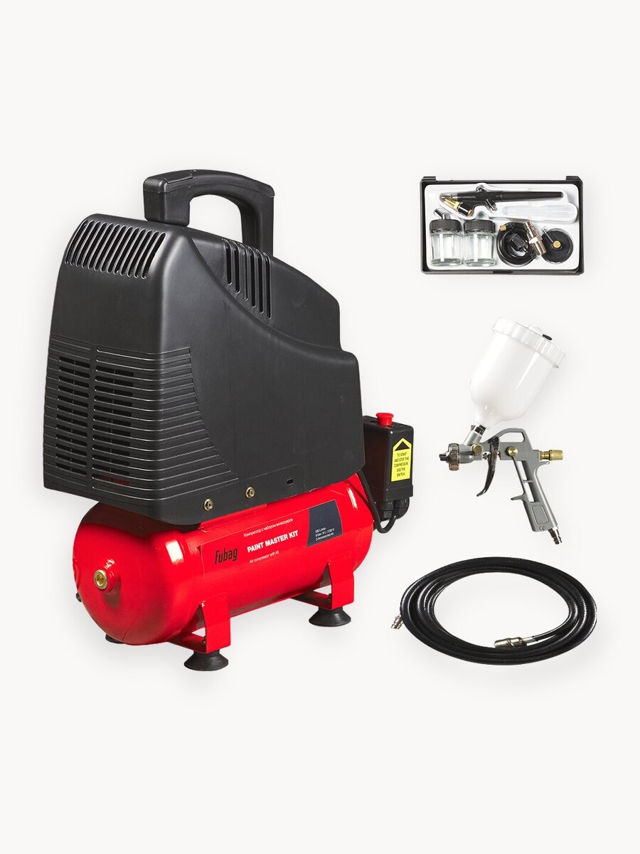 Компрессорный набор FUBAG Paint Master Kit безмасляный компрессор + 3 предмета 180 л/мин, ресивер 6 л, 8 бар, 230 В