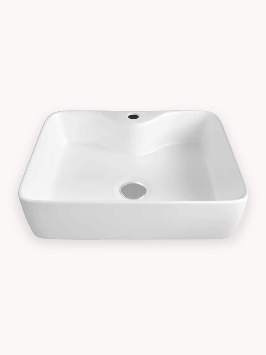 Накладная раковина Teymi Helmi S T50310, белая, фарфор, прямоугольная, 48x37x13 см