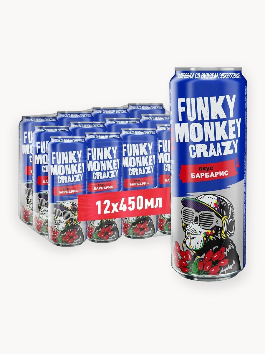 Газировка FUNKY MONKEY со вкусом Барбарис 0,45 бан. х 12 шт.