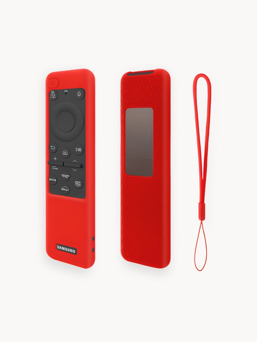 Чехол защитный MyPads силиконовый для пульта ДУ для телевизора Samsung TV BN59 красный, можно мыть под водой
