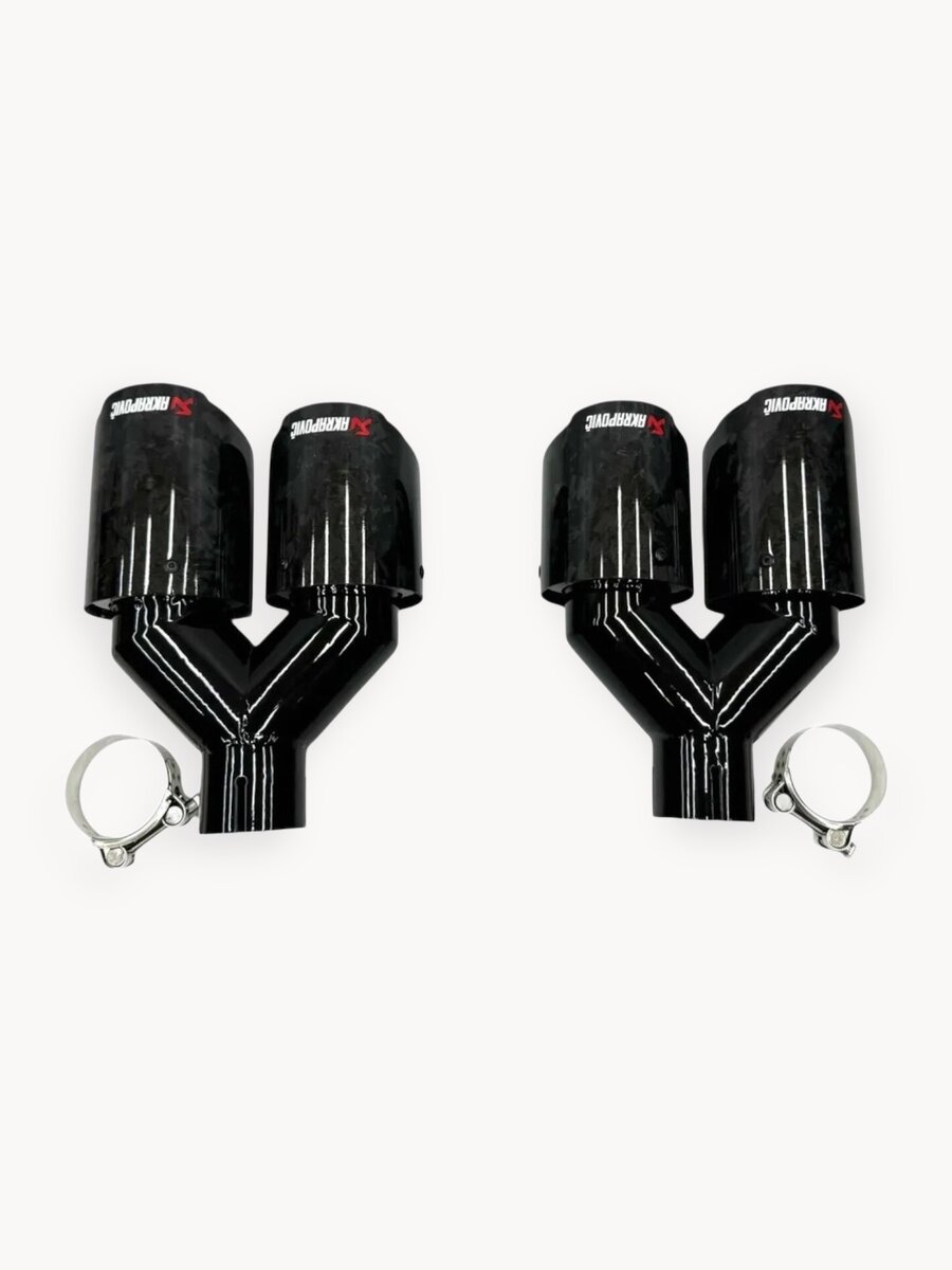 Раздвоенные насадки AKRAPOVIC (открытого типа) на глушитель 51мм (карбон, кованый)
