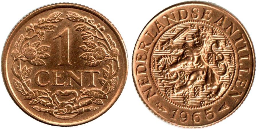 Нидерландские Антильские острова 1 цент, 1965 XF