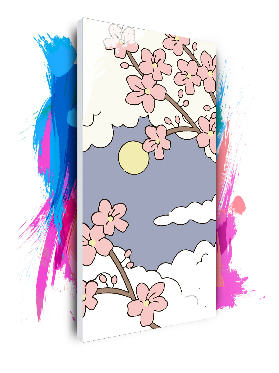 Картина по номерам на холсте Сакура цветет, 30 х 60 см