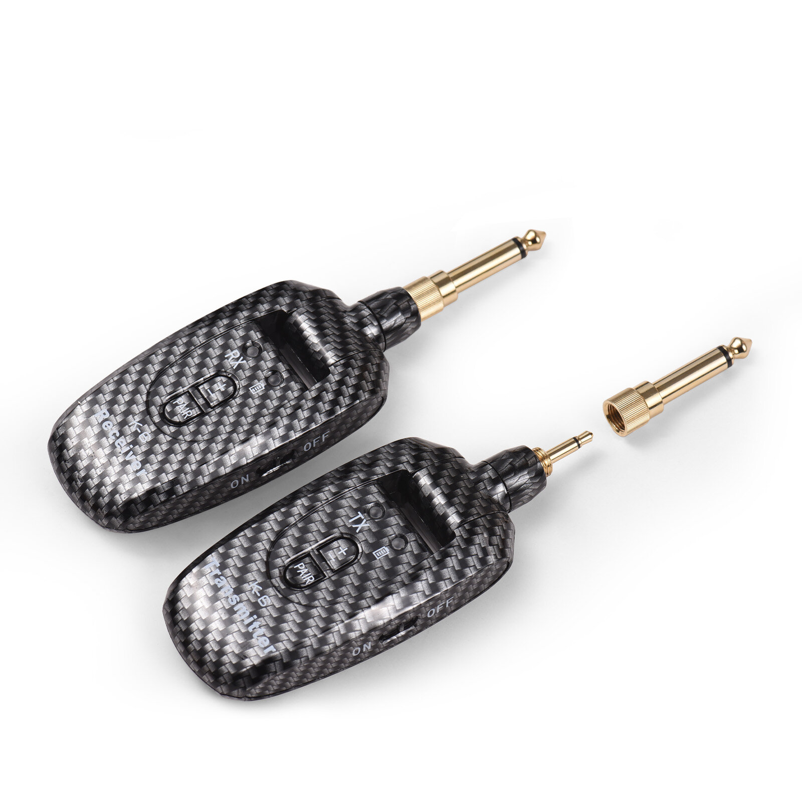 Wireless Guitar System Rechargeable 2.4G Portable UHF Guitar Transmitter Receiver Set для электрогитары басс электрокончурных инструментов Real-time Transmission 270 Degree Rotatable Plug с 2 6.35mm Material ABS Channels 760/770/780/790 SNR 82dB