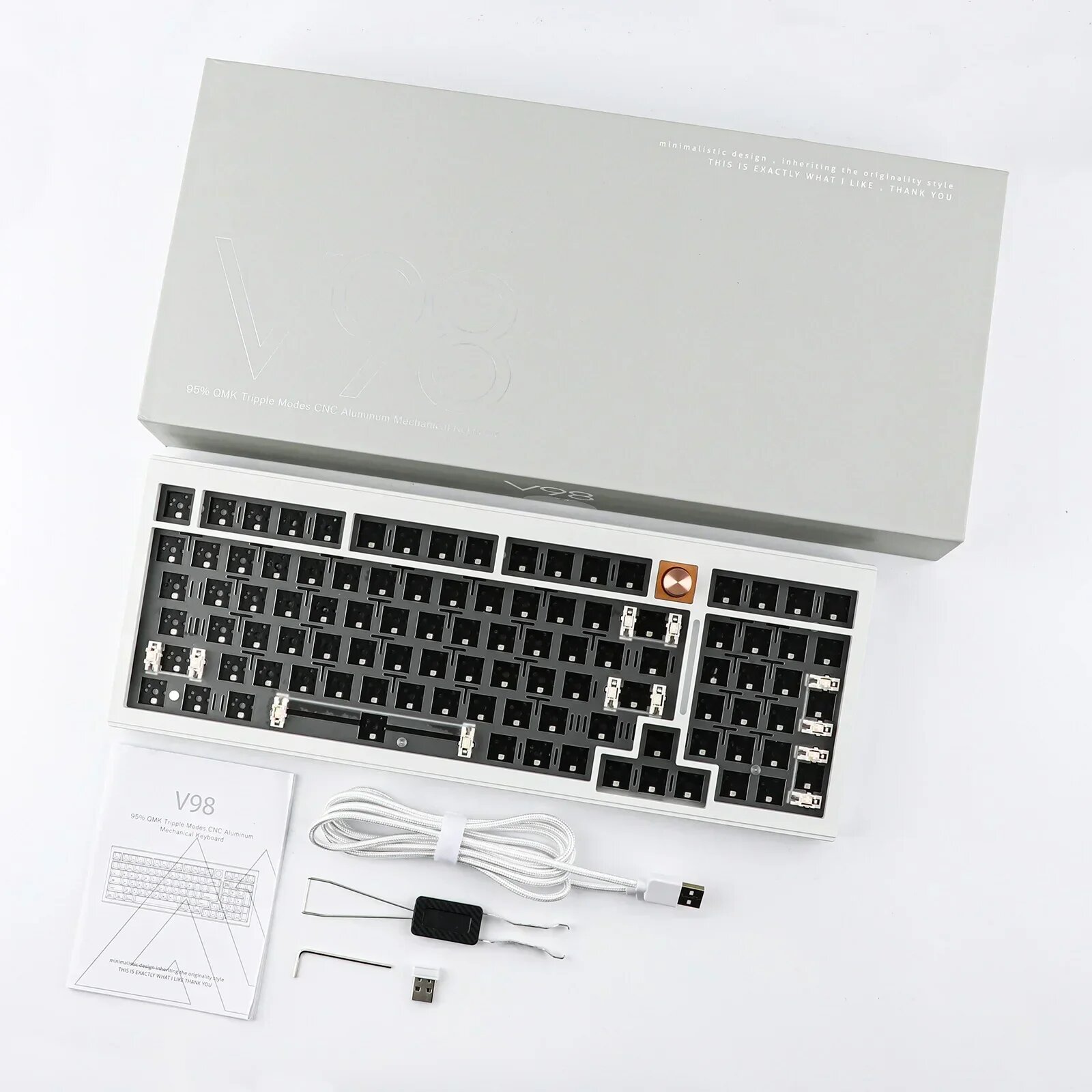 Cidoo V98 Беспроводная механическая клавиатура 98 клавиш White-Kits