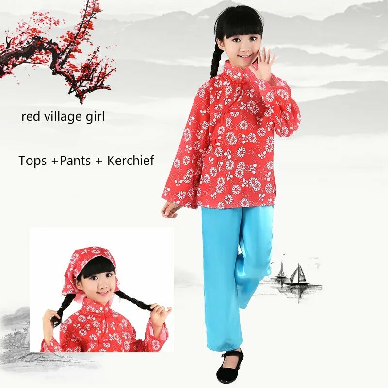 Детский костюм японский, красный, XL, Red Village Girl
