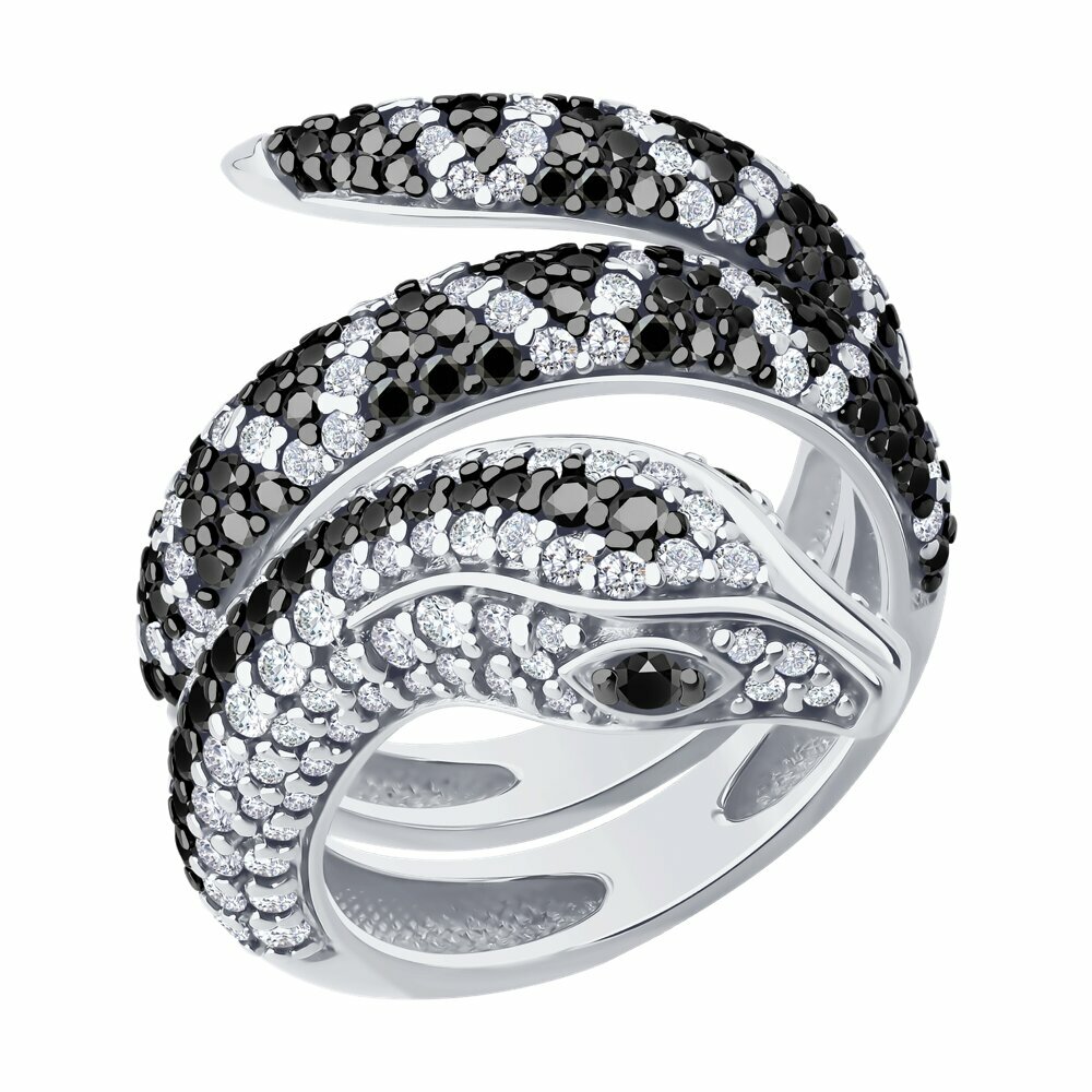 Кольцо, серебро, 925 проба, фианит