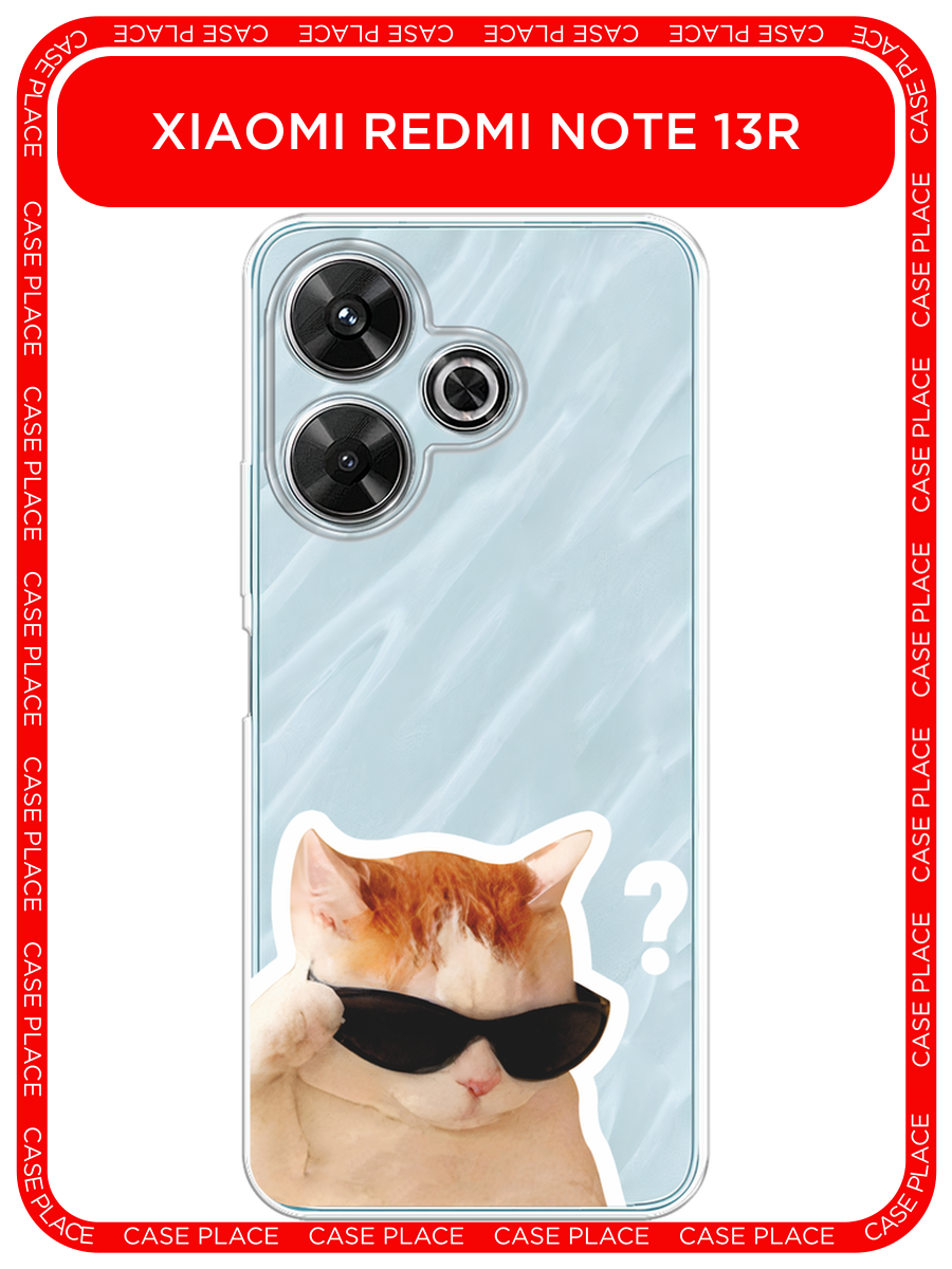 Чехол на Xiaomi Redmi Note 13R/Redmi 13/Poco M6 4G/M6 Plus / Сяоми Редми Ноут 13R/Редми 13/Поко М6 4G/M6 Плюс с принтом Кот в очках, прозрачный