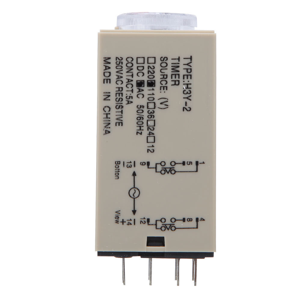 Таймер реле H3Y-2, 8 контактов, высокая точность, регулируемый, бытовая техника, электротехнические принадлежности, 0-5 минут, 110VAC