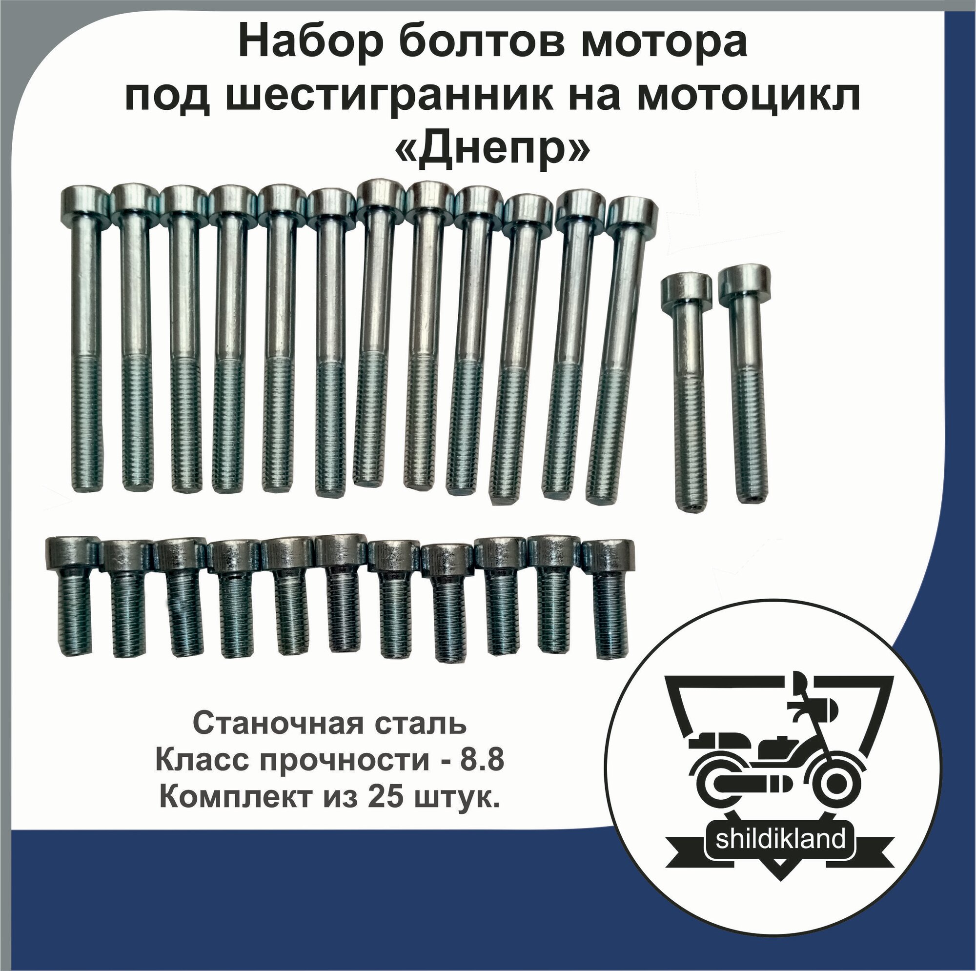 Набор болтов мотора под шестигранник на мотоцикл "Днепр"