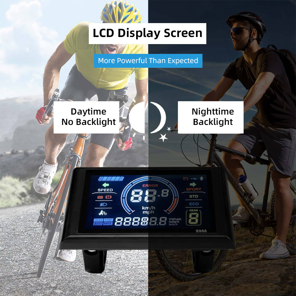 24-72 В ЖК-дисплей для электровелосипеда, 5 контактов, ЖК-S966, интеллектуальный цветной экран, водонепроницаемая панель управления горным велосипедом, используемая для контроллера протокола № 2, водонепроницаемый разъем