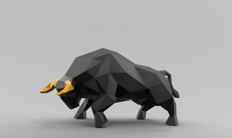 Полигональная фигура Быка, геометрический полигональный металлический декор интерьера