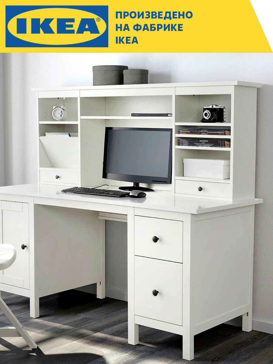 Стеллаж деревянный IKEA, надстройка на стол икеа HEMNES, для письменного или компьютерного стола