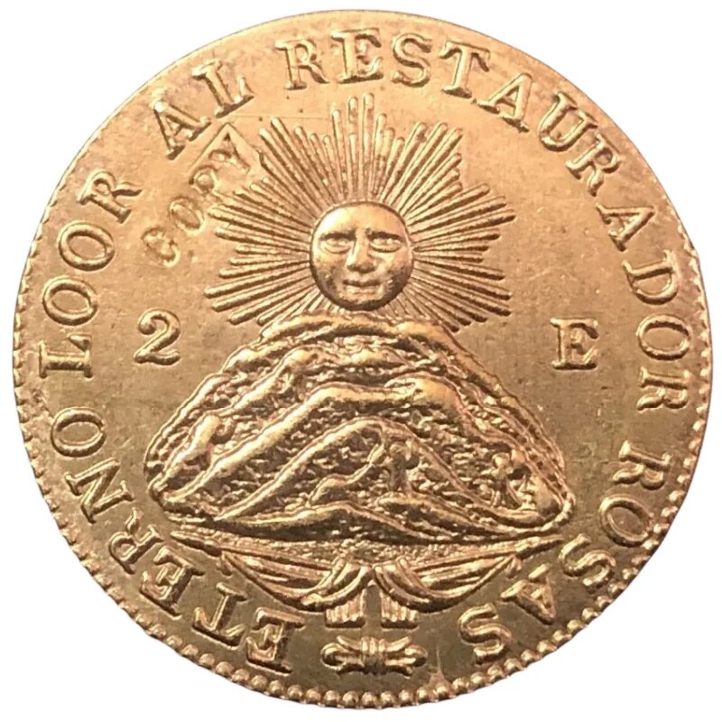 Копия монеты 1842 La Rioja 2 Escudos из золота