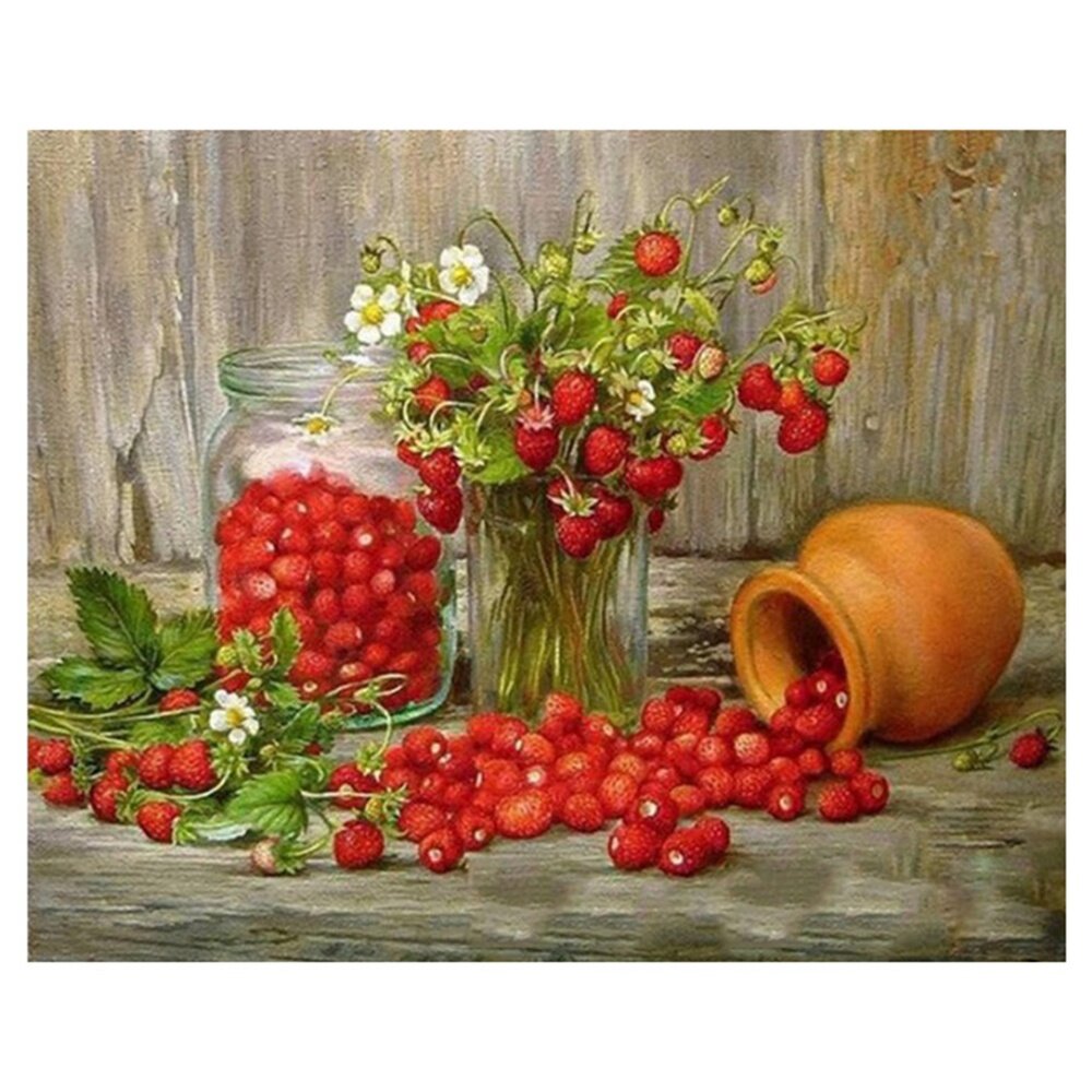 Рамка Земляника Diy Картина по номерам Акриловый холст Настенная картина Картина по номерам Уникальный подарок для домашнего искусства