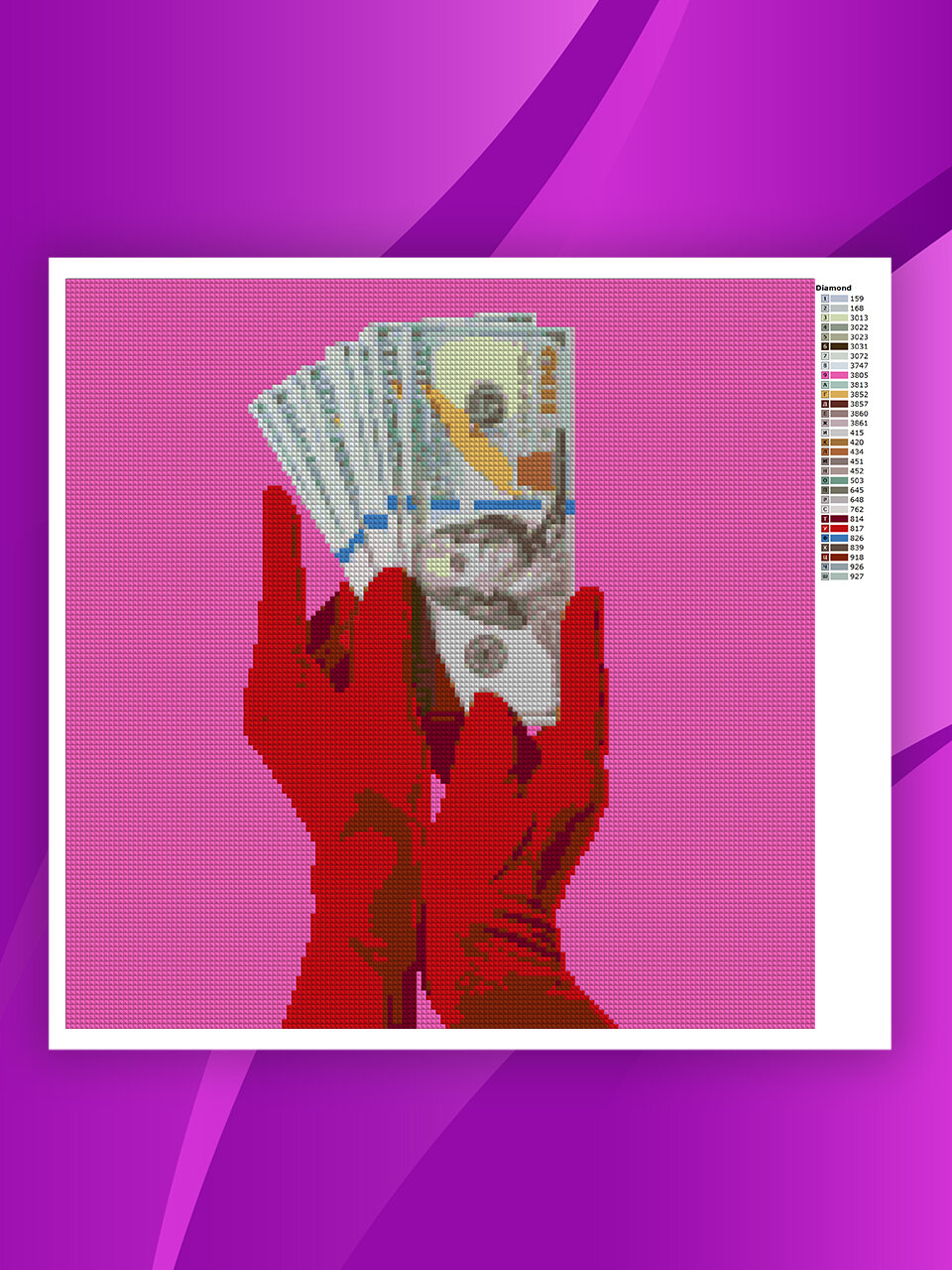 Алмазная мозаика без подрамника - вышивка - Money Pop 40 х 40 см