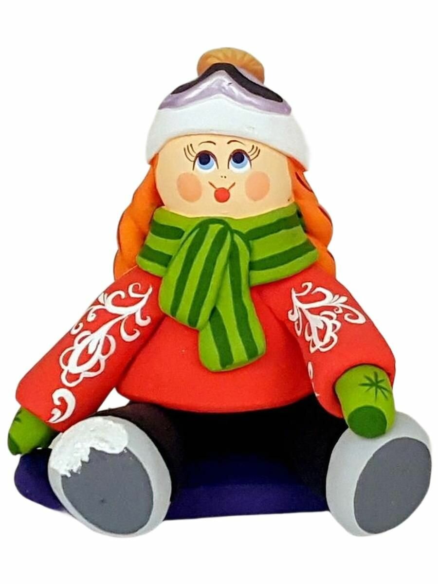 Ребенок сноубордист 2, Ковровская глиняная игрушка, ручная авторская работа