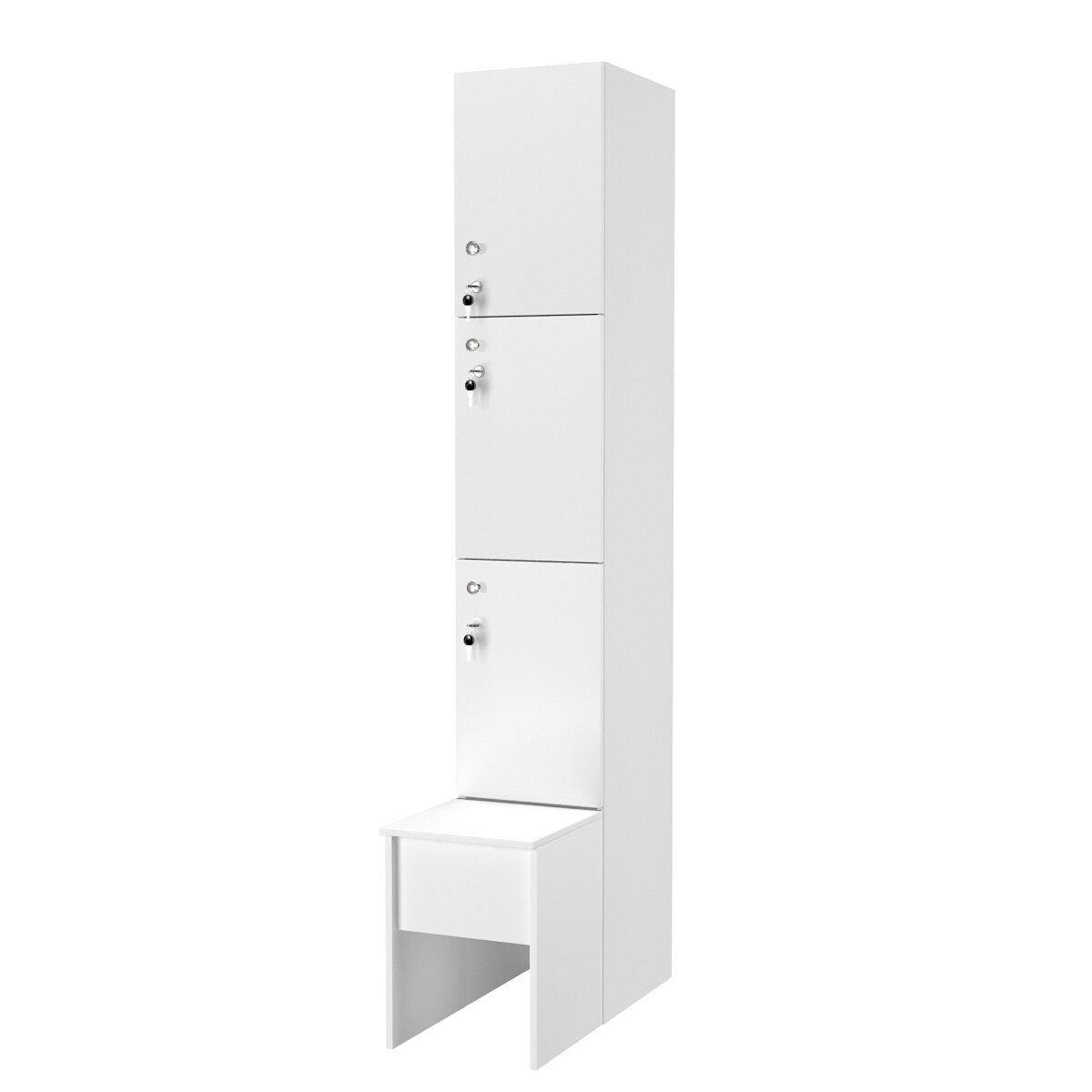 Шкаф для раздевалок со скамейкой комбо-трио №1-1, Белый