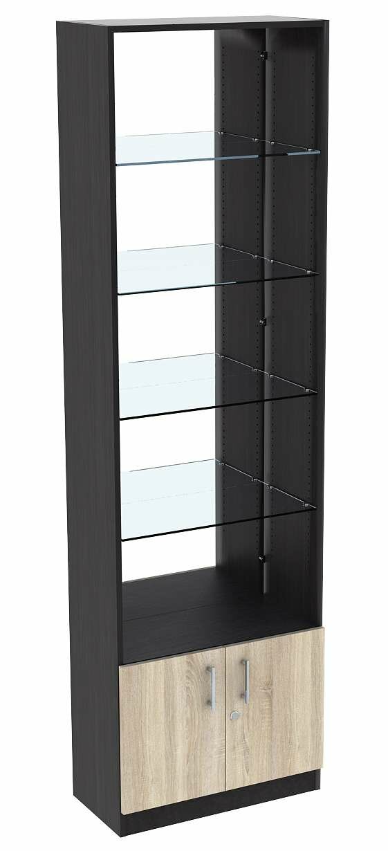 Стеллаж с 4-мя стеклянными полками 300x600 мм серии UP-4 №5-2 (З/C - зеркало), Белый