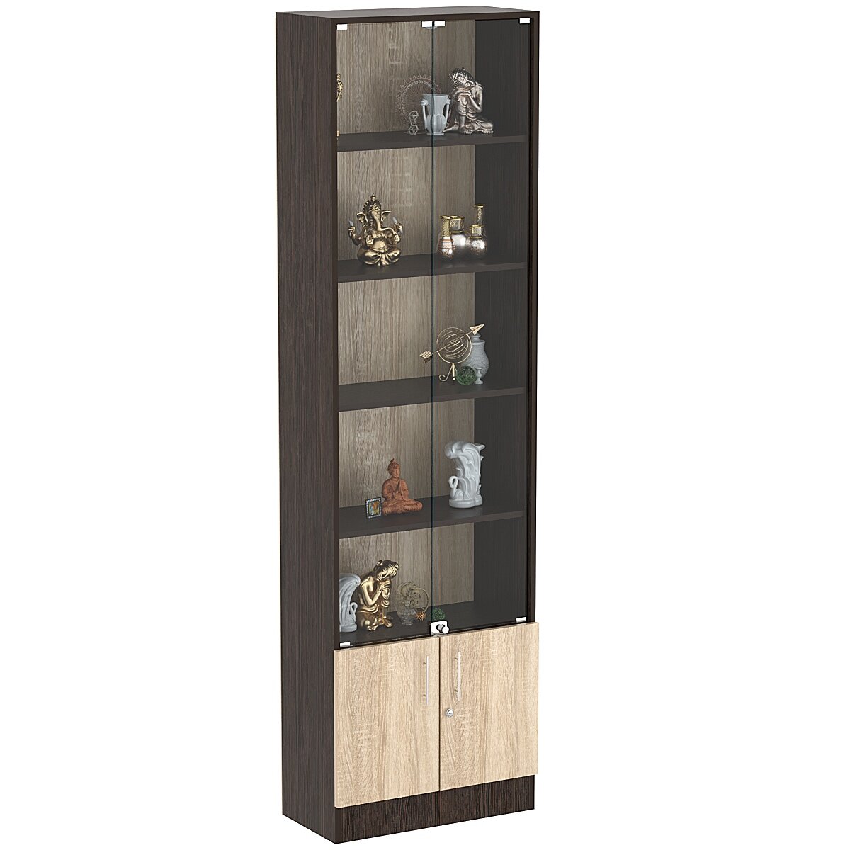 Торговая витрина Level №5-4п с 4-мя полками из ДСП 300х600мм, Дуб Венге и Дуб Сонома