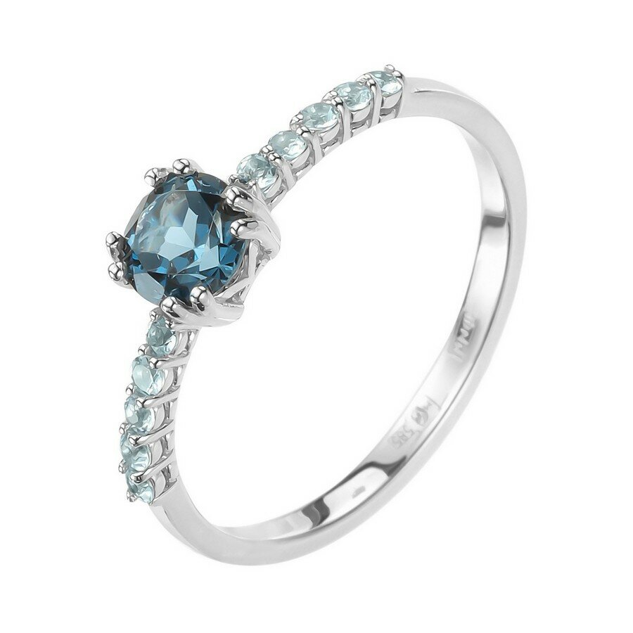 Кольцо, белое золото, 585 проба, топаз