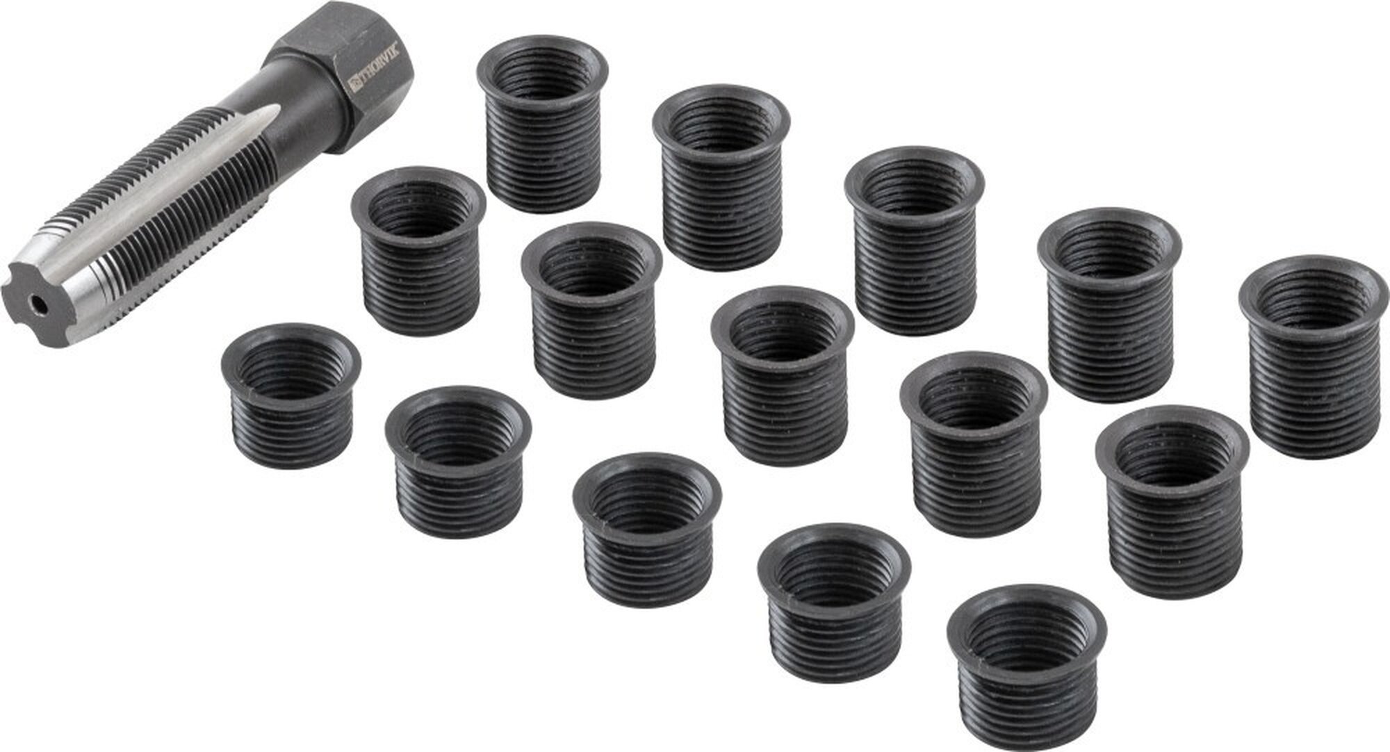 Набор для восстановления резьбы свечного отверстия М14х1.25, 16 предметов Thorvik
