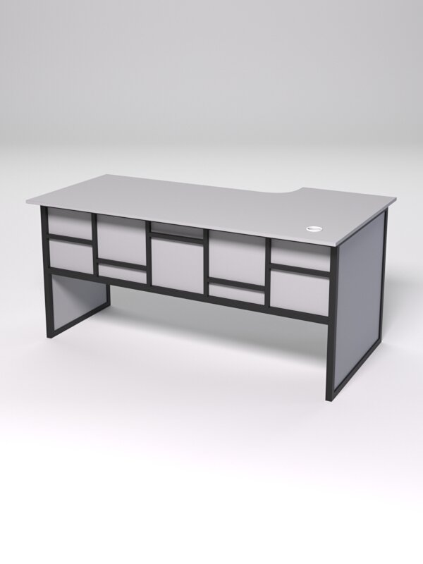 Стол эргономичный офисный СЭ-17 (левосторонний) "стронг" в стиле лофт декор №3, Серый