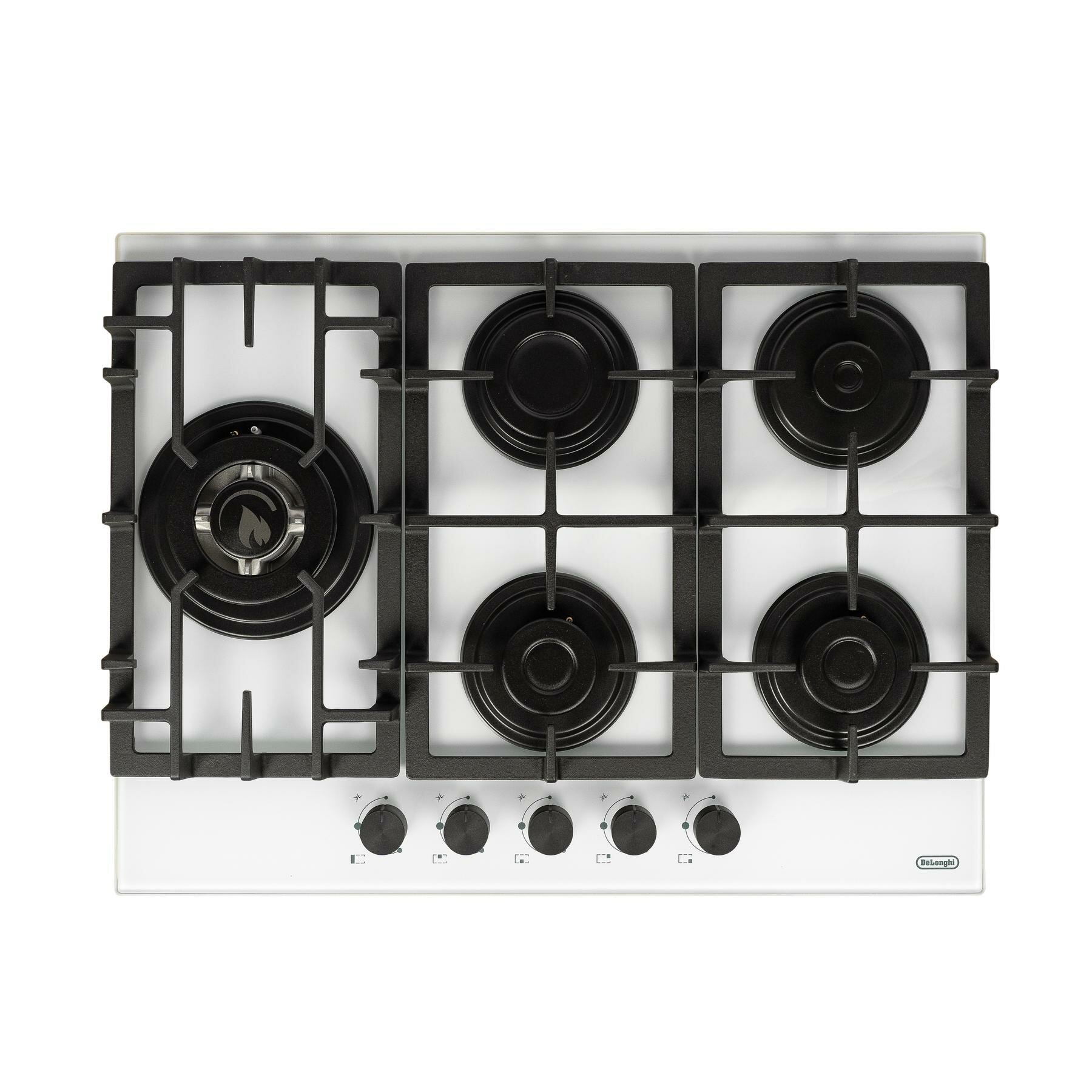 Панель варочная встраиваемая DeLonghi GERMANA 7GW BB, газовая, 5 конфорок, ширина 69 см