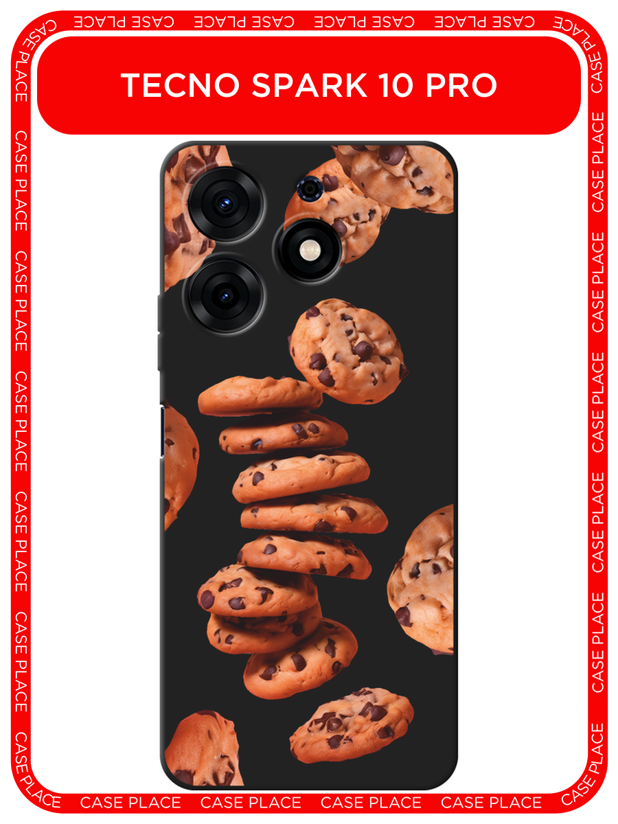 Черный матовый чехол на Tecno Spark 10 Pro / Техно Спарк 10 Про с принтом world of cookies