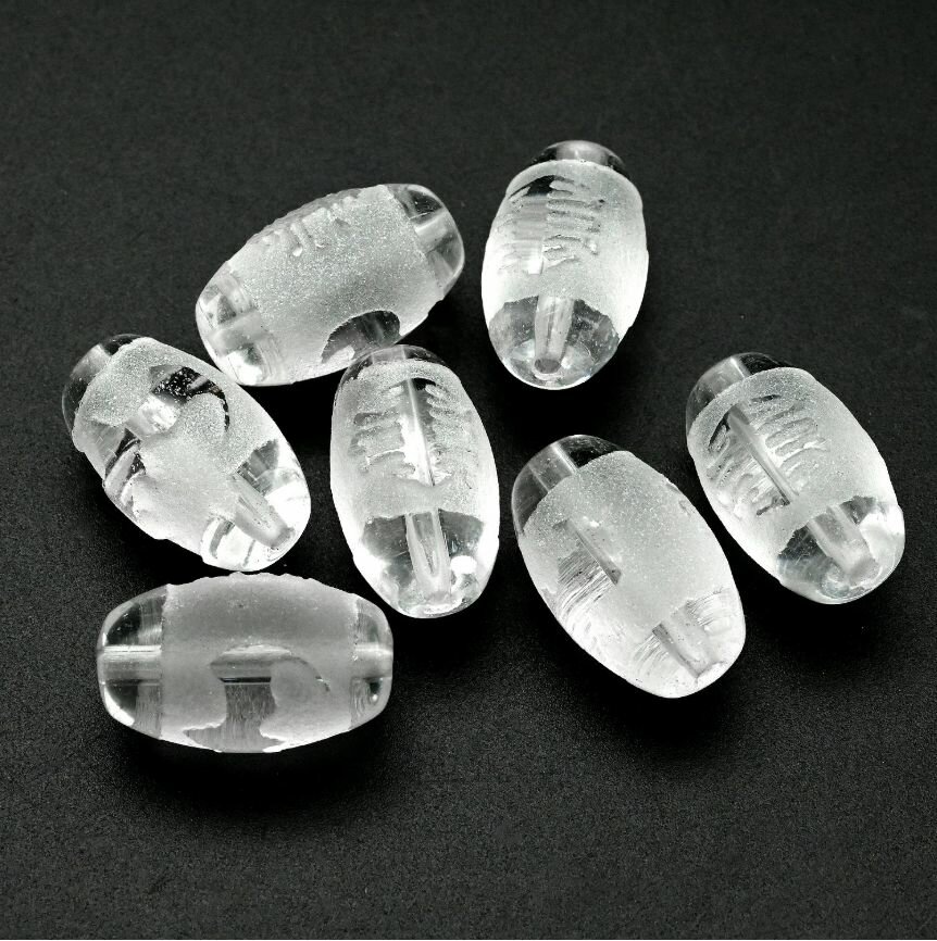 Бусина Дзи Счастье из горного хрусталя бочонок 10*20мм, 1 бусина