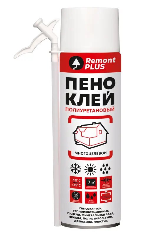 Клей-пена монтажный Remont PLUS Бытовой Мини для различных поверхностей 350 мл