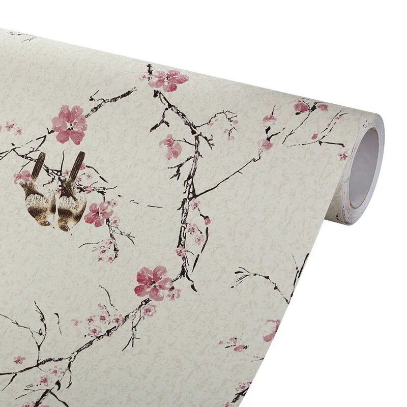 Винтажные виниловые обои Meihodan с птицами и цветочным узором, Bird Floral, 5mx45cm