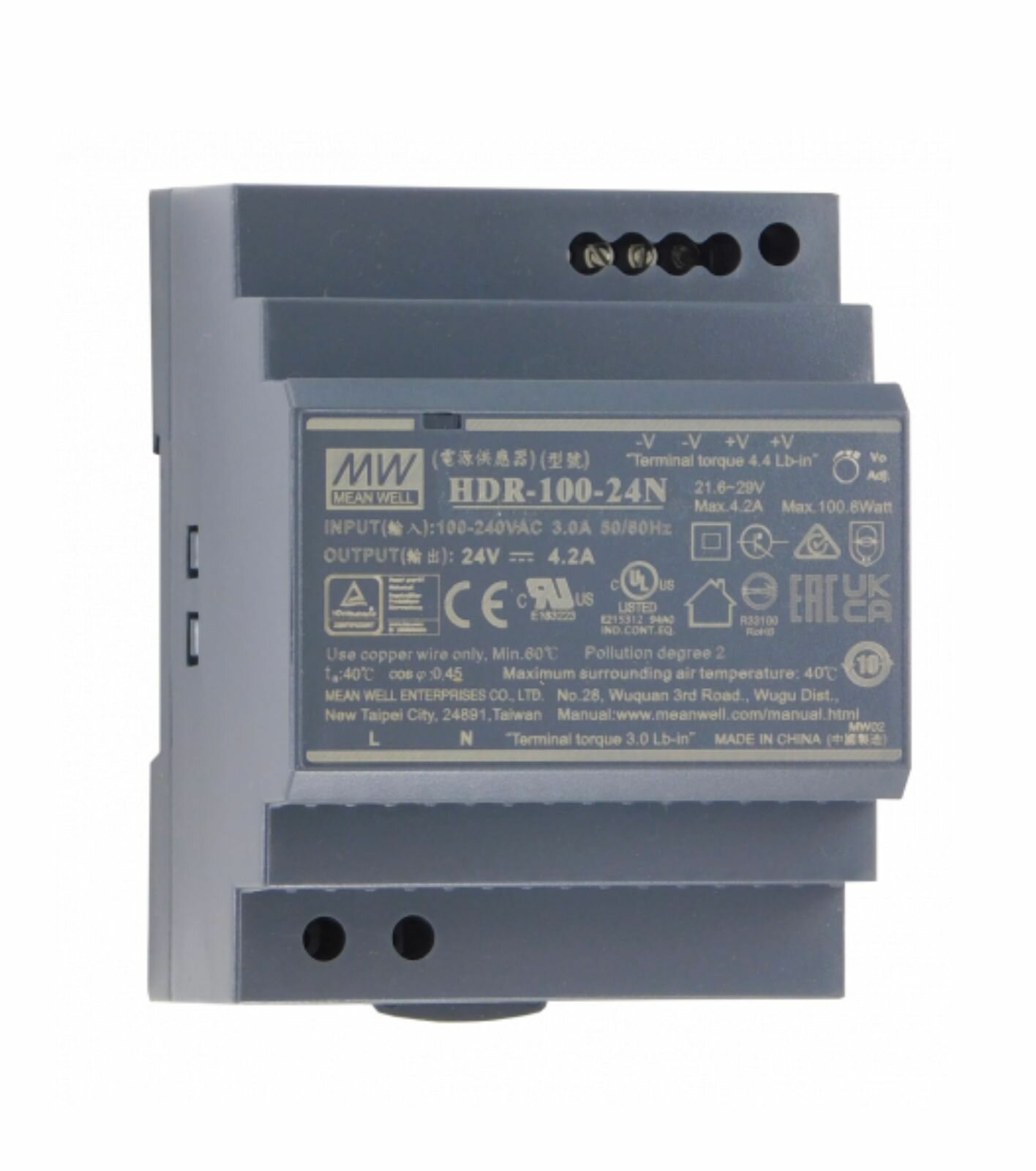 Источник питания HDR-100-24 на DIN-рейку Блок питания, DC 24В 3.83А 92Вт (Н)