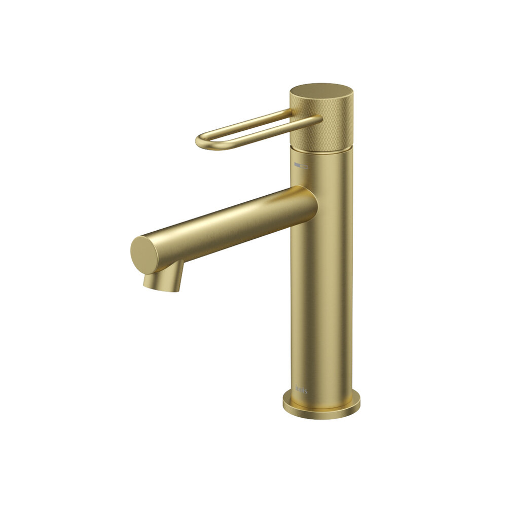Смеситель для раковины IDDIS серия Дюна/Duna (DUNMG00i01) с коротким изливом, золотой