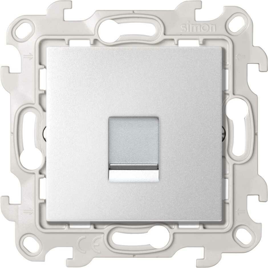 Simon 24 алюминий Розетка для передачи данных RJ45 Cat.5e UTP Harmonie, 2410598-033