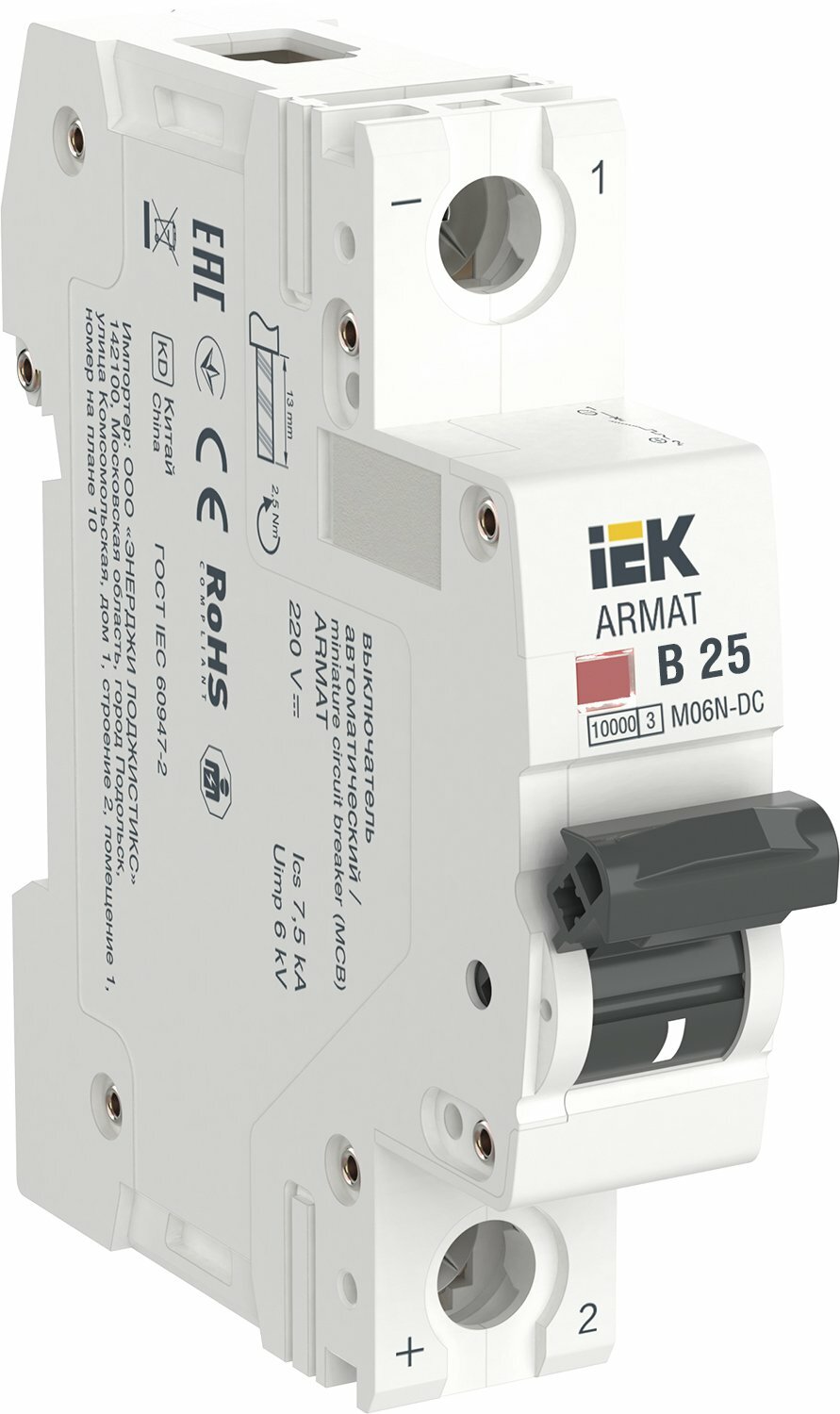 IEK ARMAT Автоматический выключатель M06N-DC 1P B 25А, AR-M06N-1-B025DC