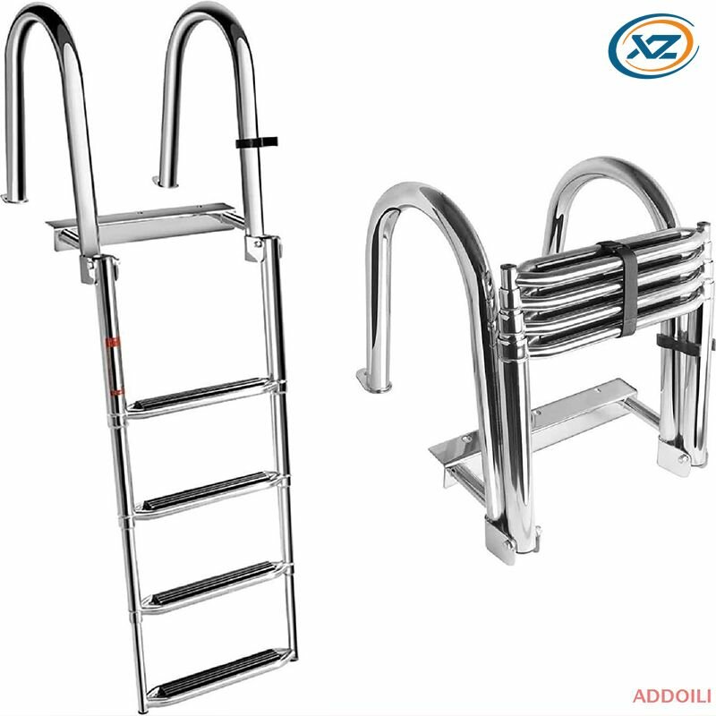 4-ступенчатая лестница для бассейна из нержавеющей стали с нескользящими ступенями-h
