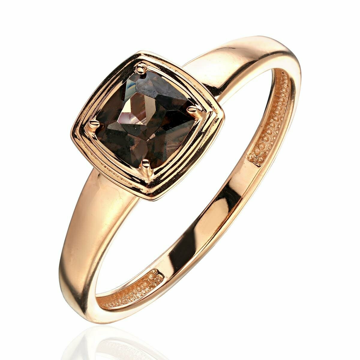 Кольцо, красное золото, 585 проба, раухтопаз