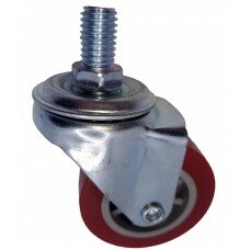 Колесо мебельное поворотное 40 мм с тормозом М10 LongWay SCTBPVC 15 RED