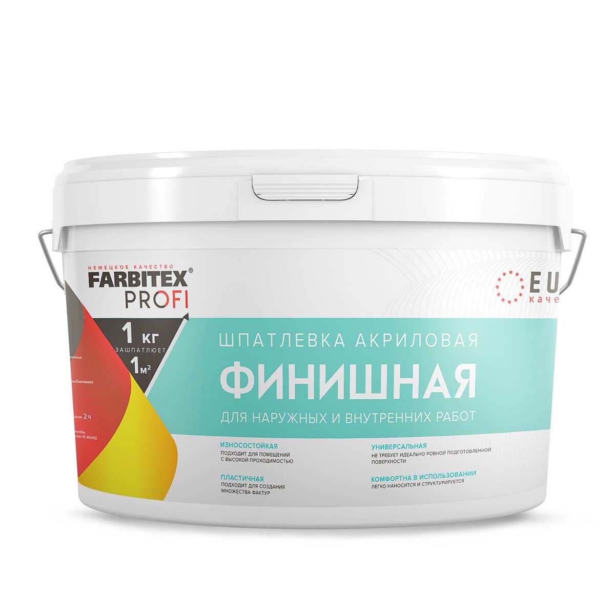 Шпатлевка финишная Farbitex Profi, акриловая, 3 кг, пластиковое ведро