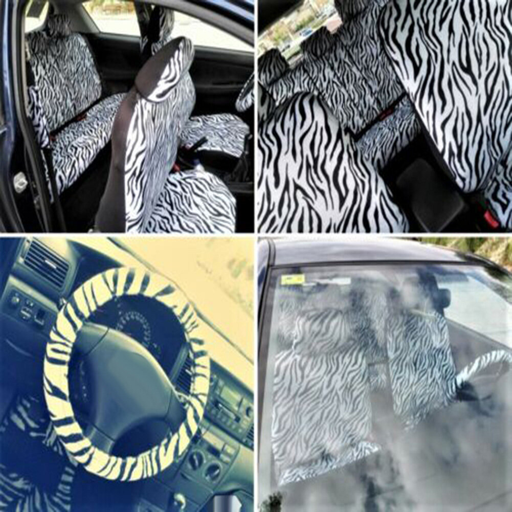 Чехлы на сиденья и руль, 12 предметов, люкс, зебра, для большинства авто