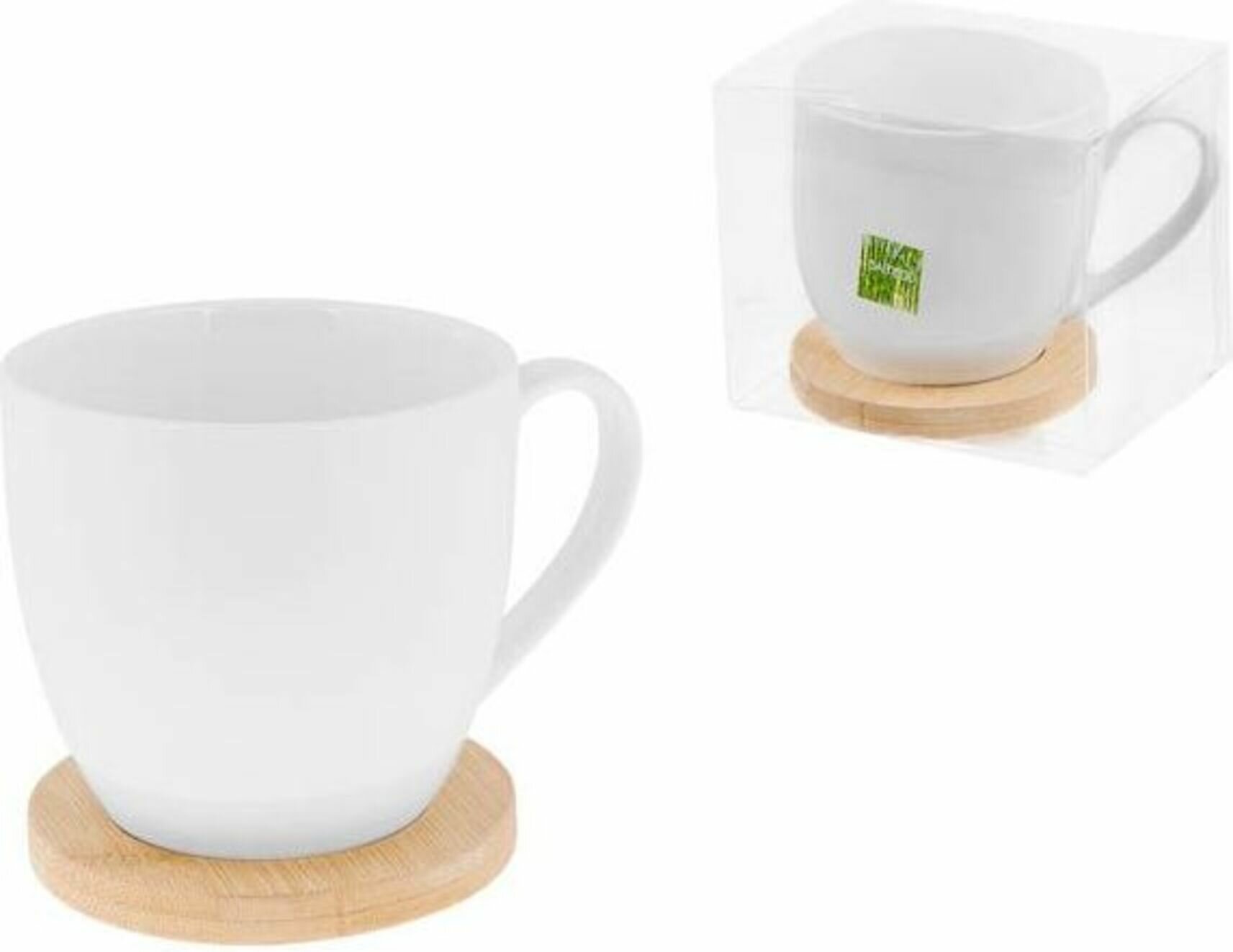 Кружка фарфоровая с бамбуковой подставкой PERFECTO LINEA Bamboo 350 мл белый 38-350928