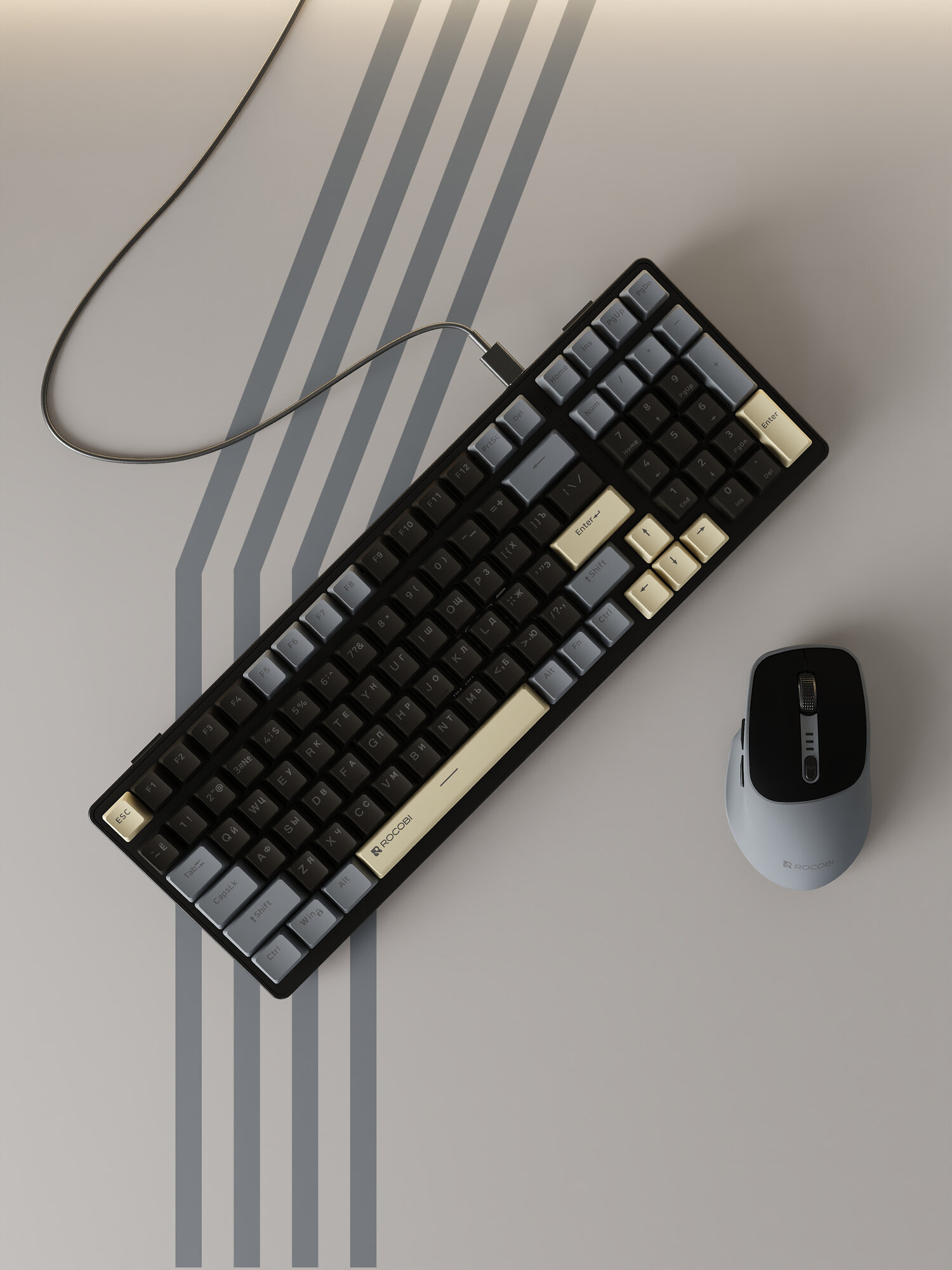 Клавиатура и мышь ROCOBI R1 Hot-Swap + ROCOBI M1 набор, комплект с подсветкой для компьютера ноутбука mouse, keyboard