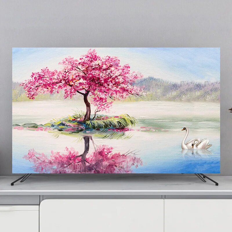 Пылезащитный чехол для телевизора, полиэстер, универсальный, 55 Inch(130x80cm), Happiness Tree Swan
