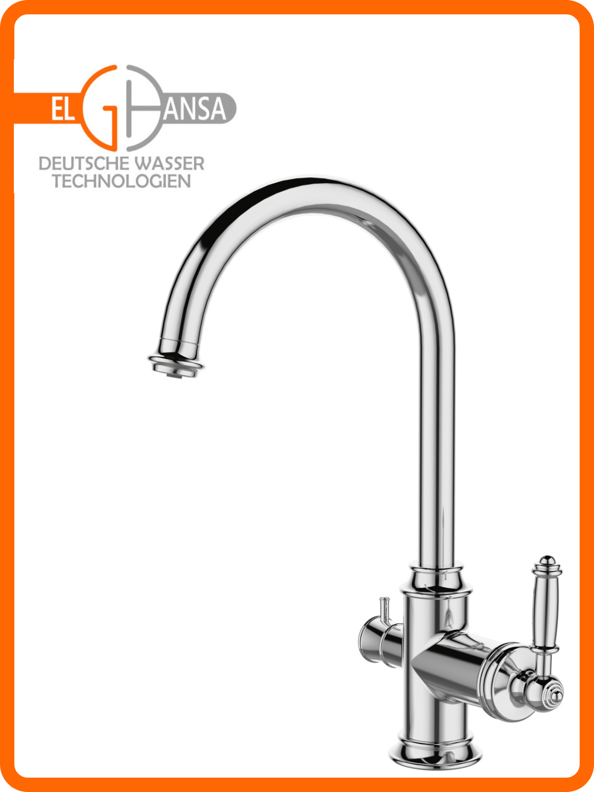 Высокий смеситель для кухни (мойки) с подключением фильтра питьевой воды ELGHANSA 56B5636, хром