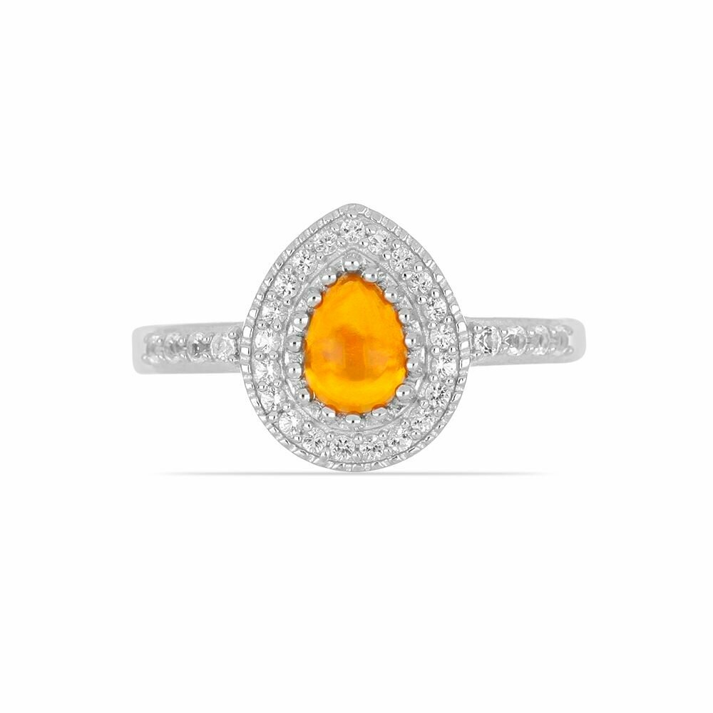 Кольцо тонкое, серебро, 925 проба, родирование, опал