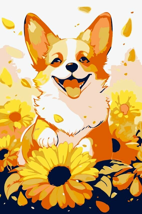 Детская картина по номерам МТ313 "Корги" 20x30