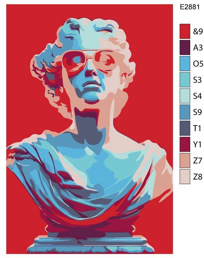 Детская картина по номерам E2881 "Арт статуи. Статуя в очках" 20x30