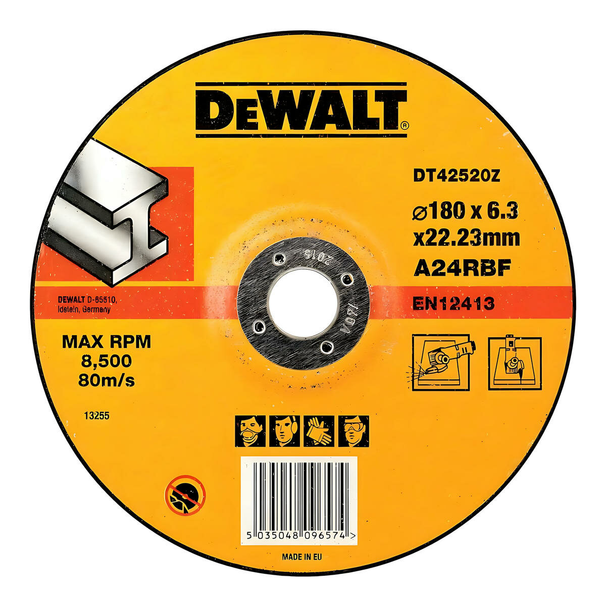 Диск обдирочный 180 х 6.3 х 22.2 мм (металл) Industrial DeWalt DT42520Z